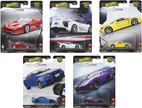 Mattel - Hot Wheels 1:64 Premium Car Culture Timeless Icons Case of 5 ...