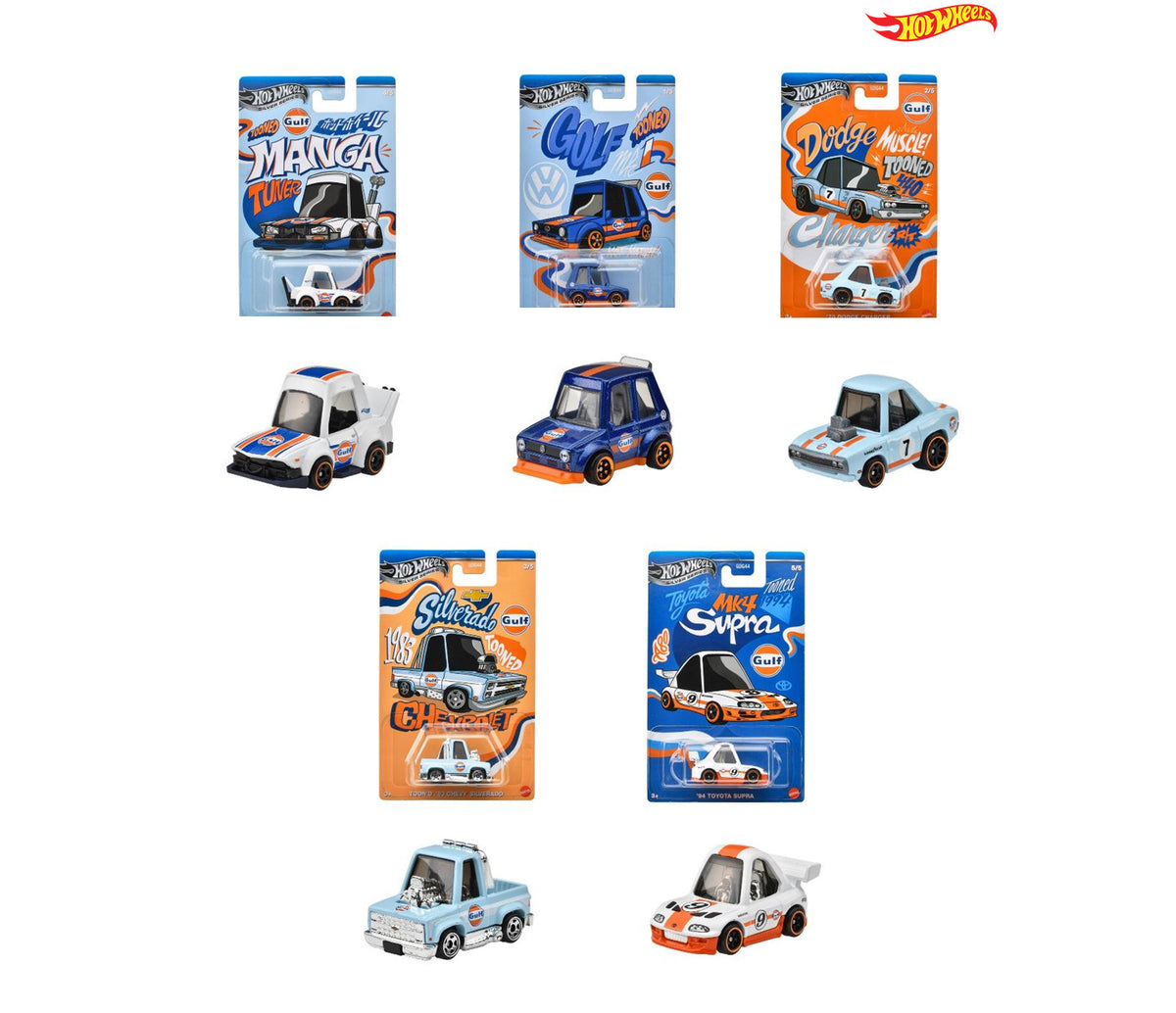 Hot Wheels Theme Automotive Assortment - Noppo Gulf Racing Set of 5 ...