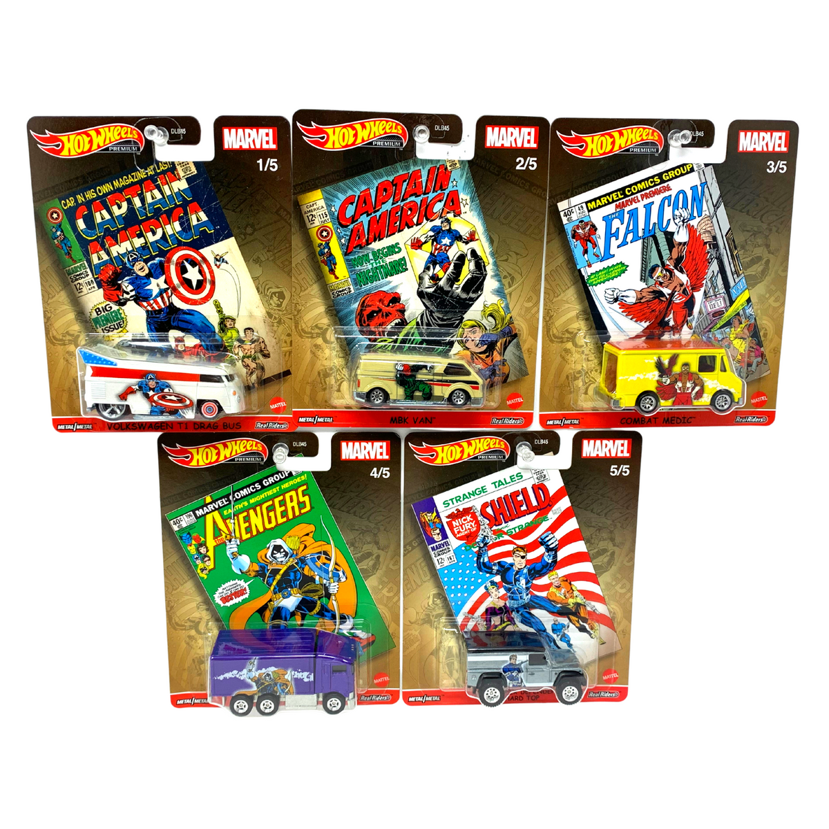 Hot Wheels Premium Pop Culture Marvel 1:64 Diecast Set of 5 – Maple and ...